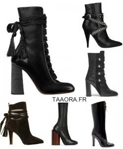 Les boots montantes noires à talons : chaussures défilés automne-hiver ...